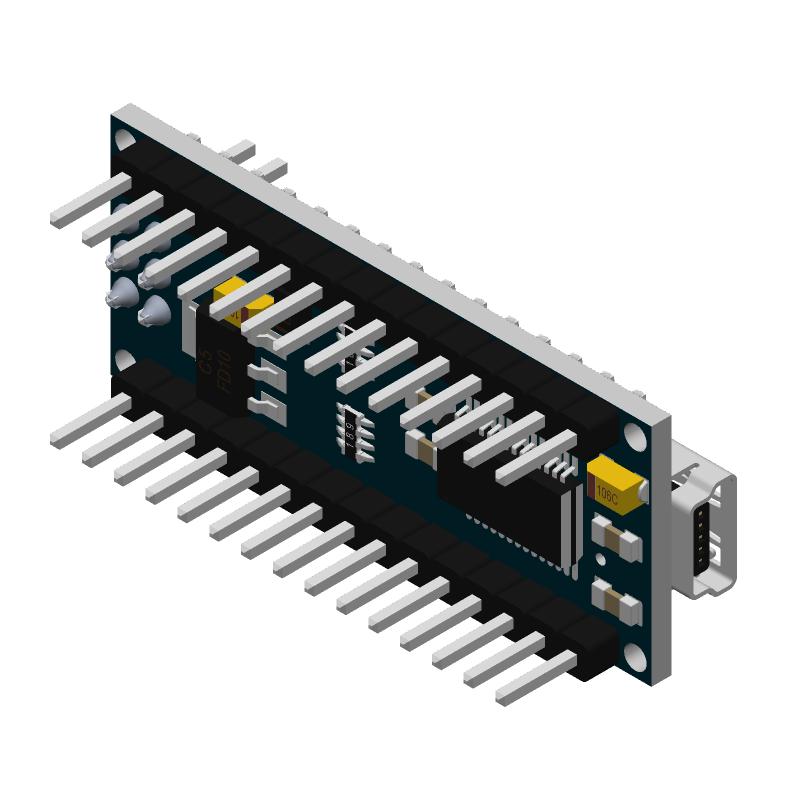 ARD-NANO30NP footprint, schematic symbol and 3D model by Gravitech