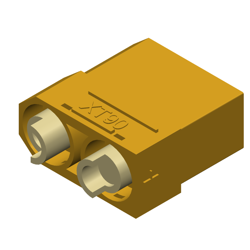 XT90PB-F footprint, schematic symbol and 3D model by Amass