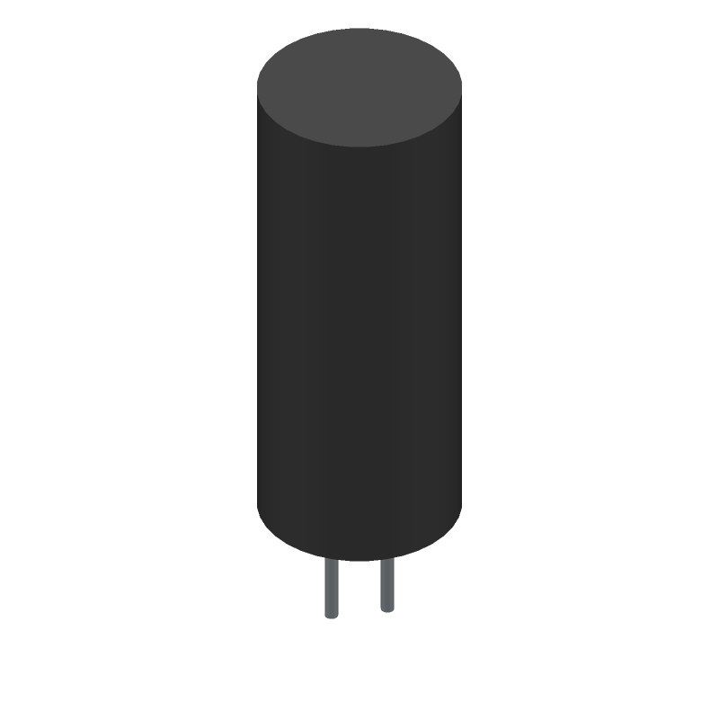 EEUFS2A271L footprint, schematic symbol and 3D model by Panasonic
