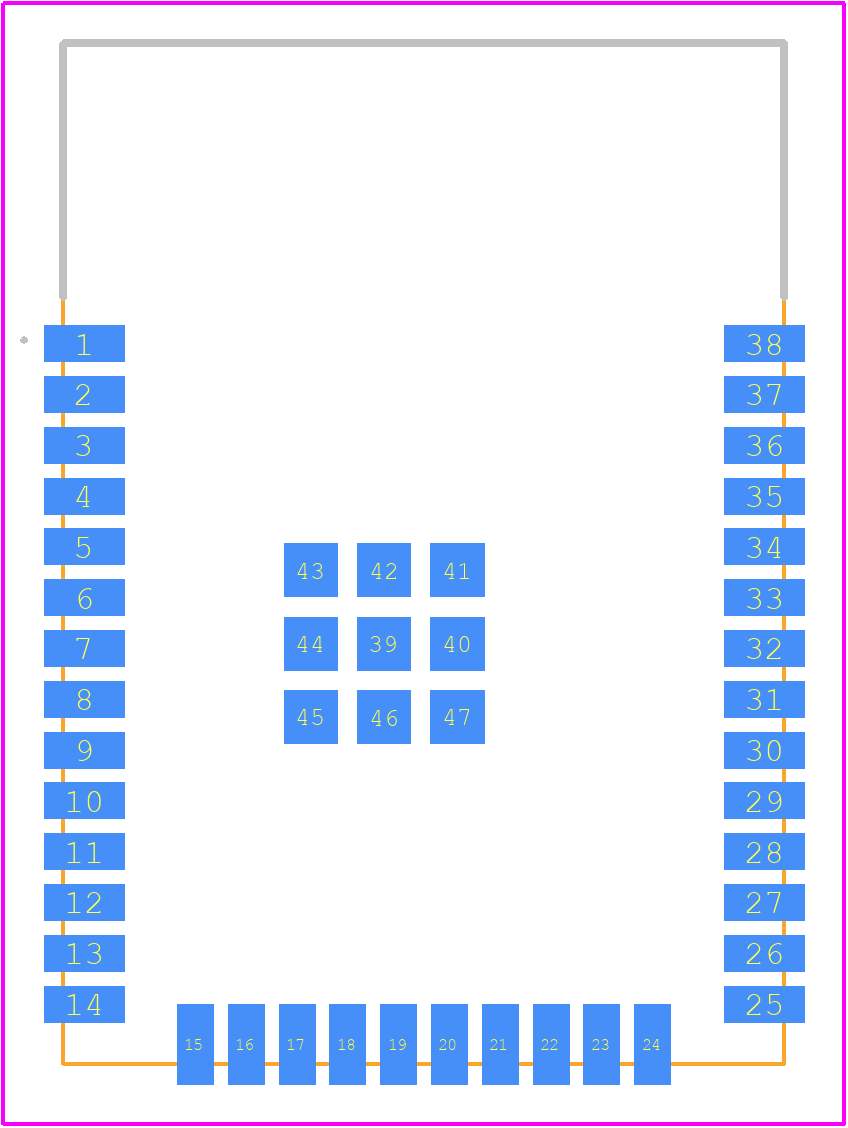 ESP32-WROOM-32U(M113DH3200UH3Q0) footprint, schematic symbol and 3D model by Espressif Systems
