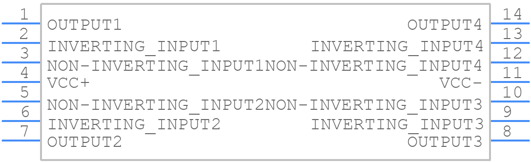 LM324DT footprint, schematic symbol and 3D model by STMicroelectronics