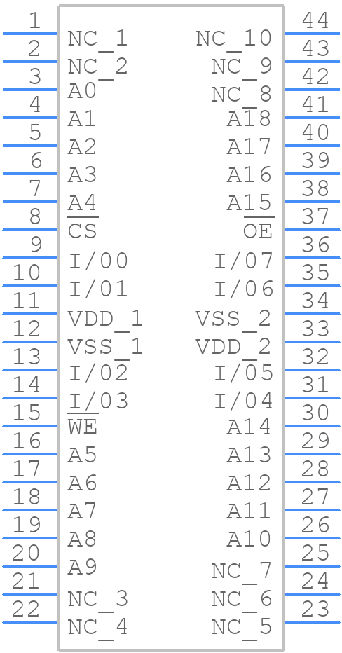 71V424S15PHG8 footprint, schematic symbol and 3D model by Renesas ...