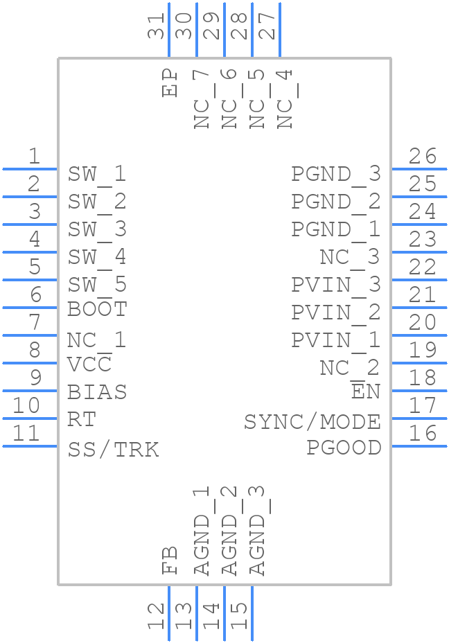 LM76005RNPR footprint, schematic symbol and 3D model by Texas Instruments