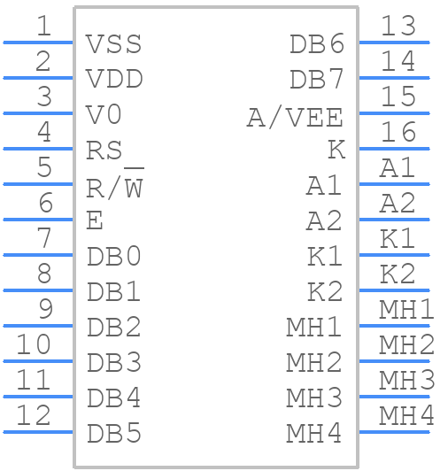 LCD-020N002A-RMF-EE footprint, schematic symbol and 3D model by Vishay