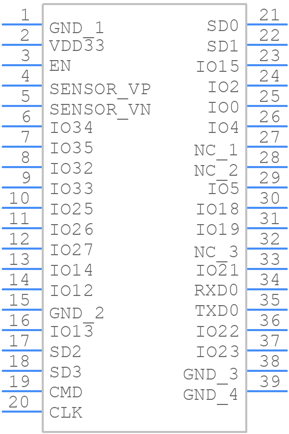 ESP32-WROVER-IB (16MB) footprint, schematic symbol and 3D model by Espressif Systems