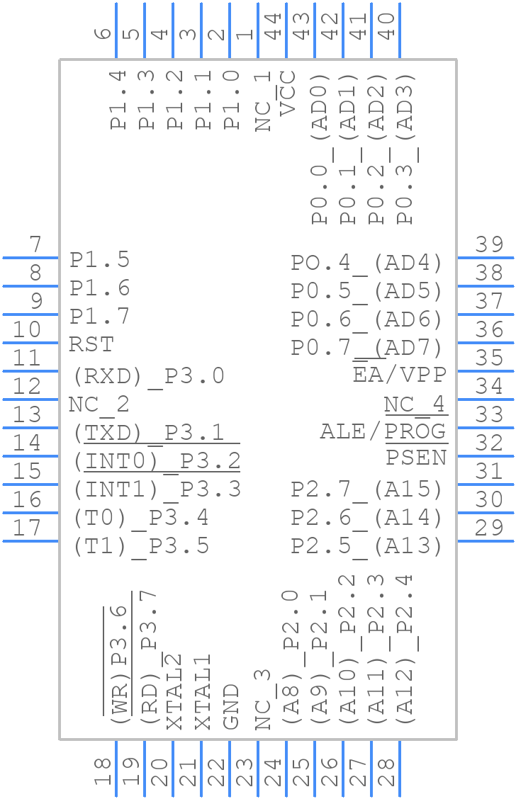 AT89C51-24JI footprint, schematic symbol and 3D model by Microchip