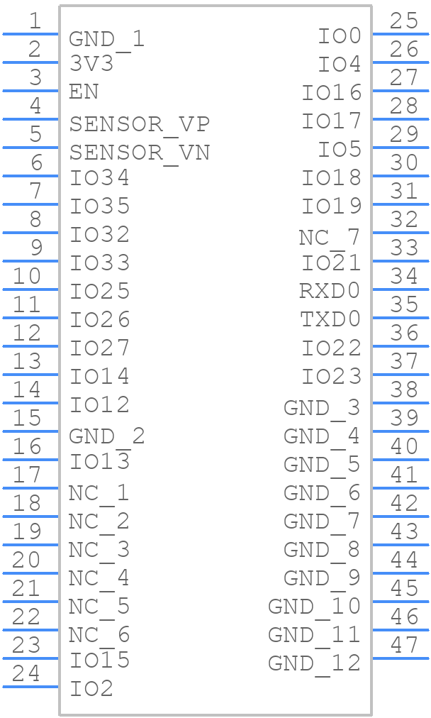 ESP32-WROOM-32E footprint, schematic symbol and 3D model by Espressif Systems