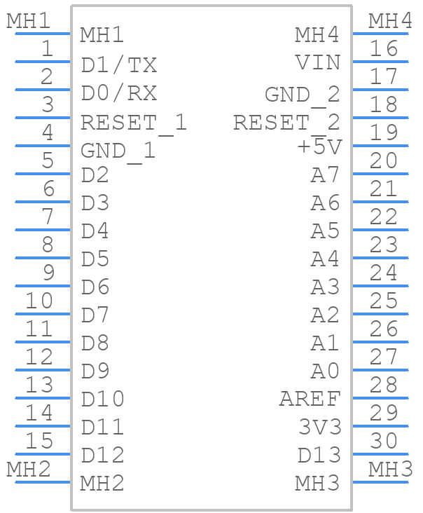 ARD-NANO30NP footprint, schematic symbol and 3D model by Gravitech