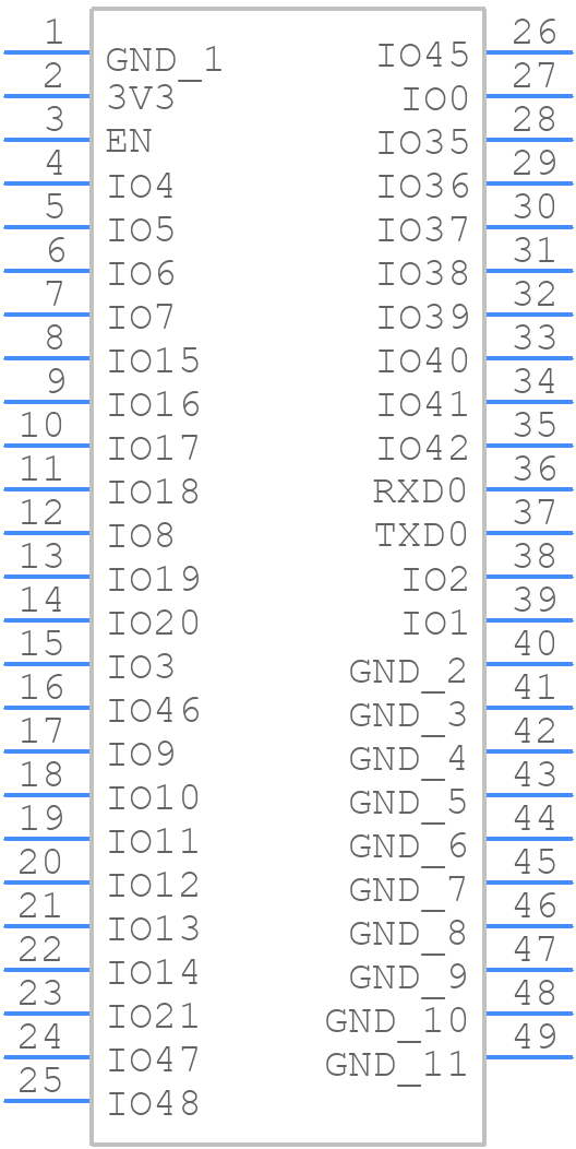 ESP32-S3-WROOM-1-N8R2 footprint, schematic symbol and 3D model by ...