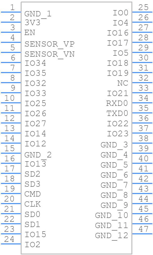 Esp32 Wroom 32 Footprint Schematic Symbol And 3d Model By Espressif Systems