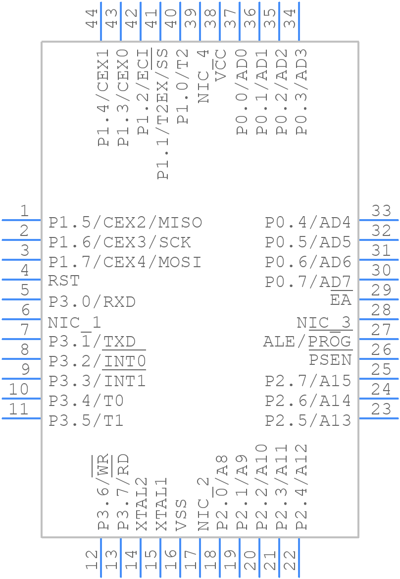 AT89C51RD2T-RLTUM footprint, schematic symbol and 3D model by Microchip