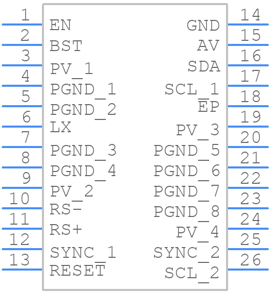 MAX20499DAFOA/VY+T footprint, schematic symbol and 3D model by Analog ...