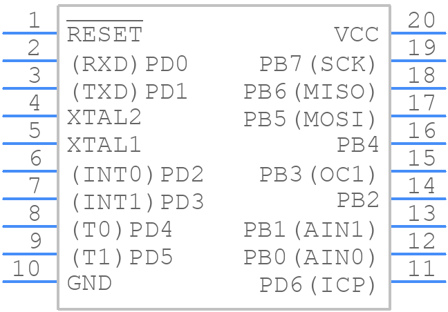 At90s2313 10pc Footprint Schematic Symbol And 3d Model By Microchip