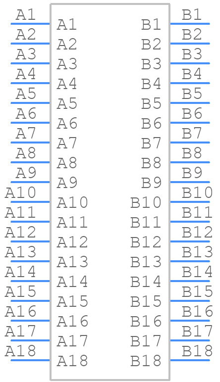 PCIE-036-02-F-D-TH footprint, schematic symbol and 3D model by SAMTEC