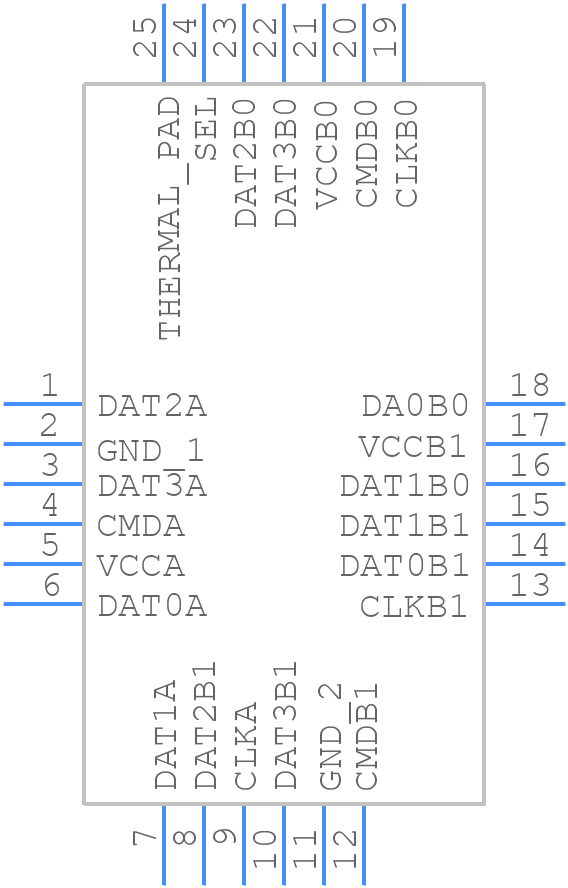 TXS02612RTWR footprint, schematic symbol and 3D model by Texas Instruments