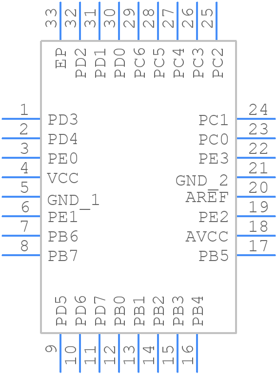 Atmega328pb Mn Footprint Schematic Symbol And 3d Model By Microchip