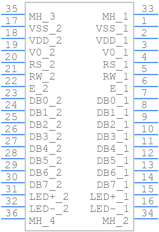 NHD-0216K1Z-FSB-FBW-L footprint, schematic symbol and 3D model by ...