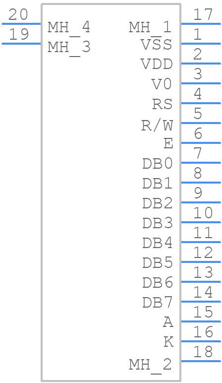 NHD-0420DZ-FL-YBW-33V3 footprint, schematic symbol and 3D model by ...
