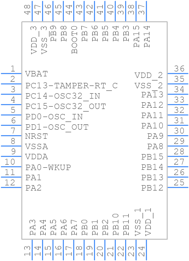 STM32F103C6T6 footprint, schematic symbol and 3D model by STMicroelectronics