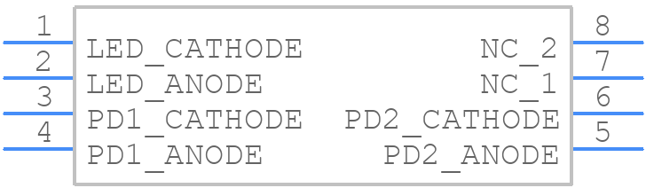 HCNR201-500E footprint, schematic symbol and 3D model by Avago Technologies